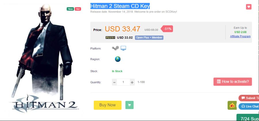[scdkey] Hitman 2 Steam CD Key for $33.47 | 유저 예판 핫딜 뽐뿌 게시판