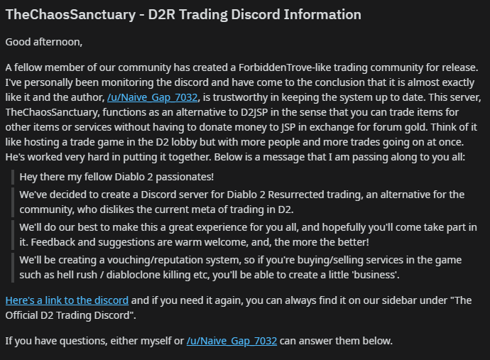 [디아블로] 거래 디스코드 채널 개설 | 디아블로 2: 레저렉션