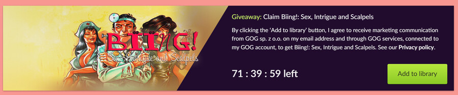 [GOG] 무료게임 Biing!: Sex, Intrigue and Scalpels | 유저 예판 핫딜 뽐뿌 게시판