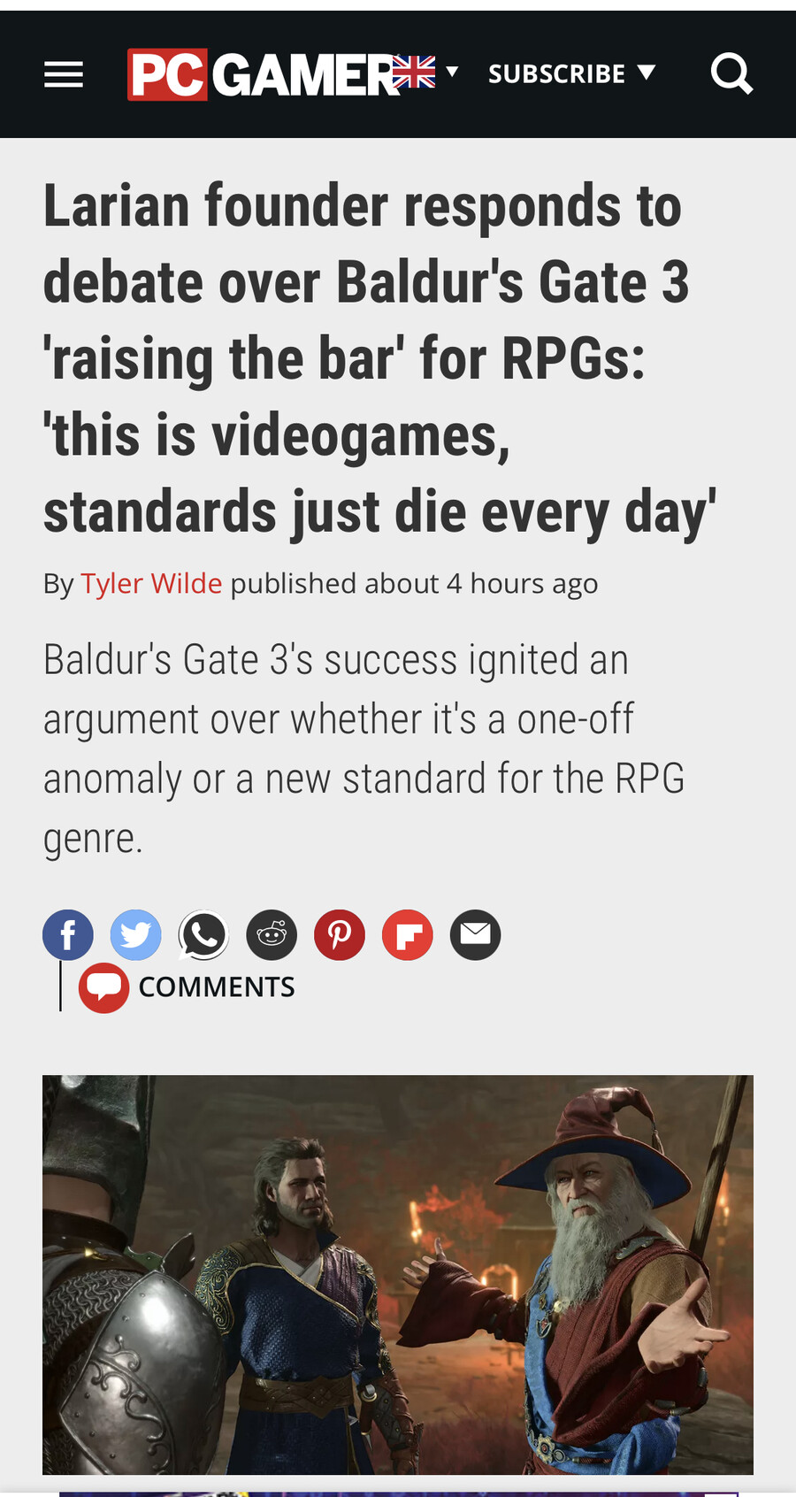 라리안 CEO 스웬빈케가 발더스 게이트 3 관련 RPG 표준 논쟁에 대해 답하다