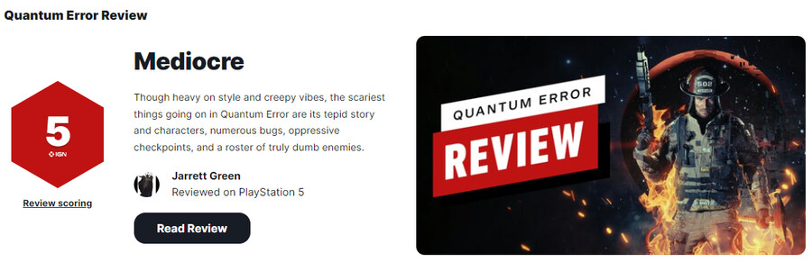 퀀텀 에러 IGN 리뷰 점수 | 플레이스테이션 정보