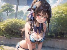 수영장에서 광분하는 융융 그려줘 | AI 이미지 메이커 Beta | RULIWEB