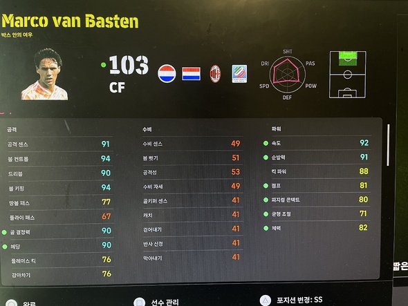 반바스텐도 스텟 괜찮네요 | e풋볼 2025 | RULIWEB