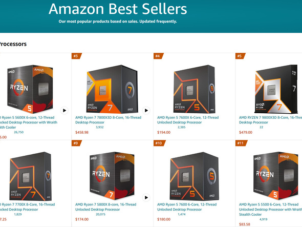 AMD 아마존 판매선호 CPU 톱10 독식
